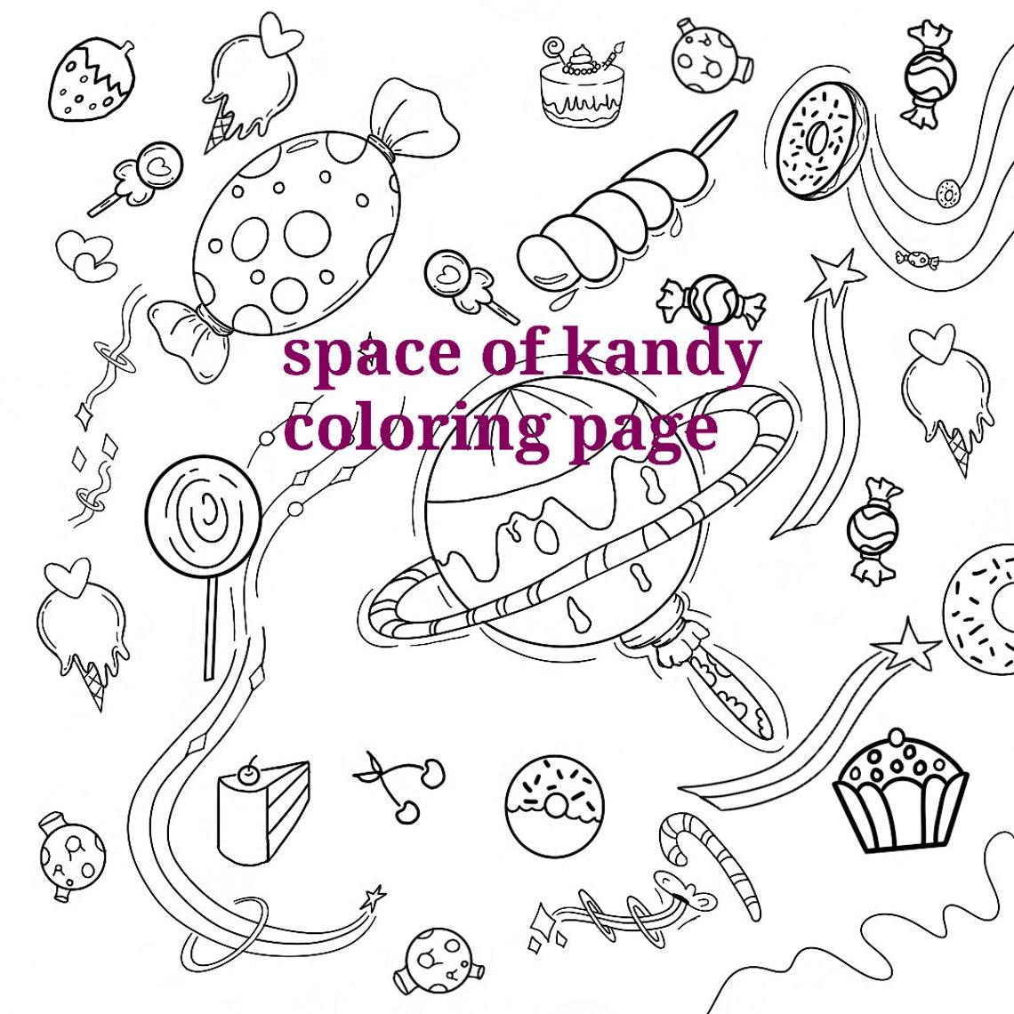 Cozy Coloring Page ,PNG, Space of Kandy, Cute Drawing for Coloring ...