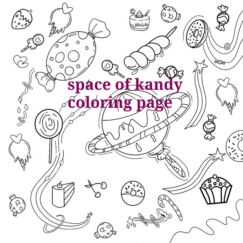 Cozy Coloring Page ,PNG, Space of Kandy, Cute Drawing for Coloring ...