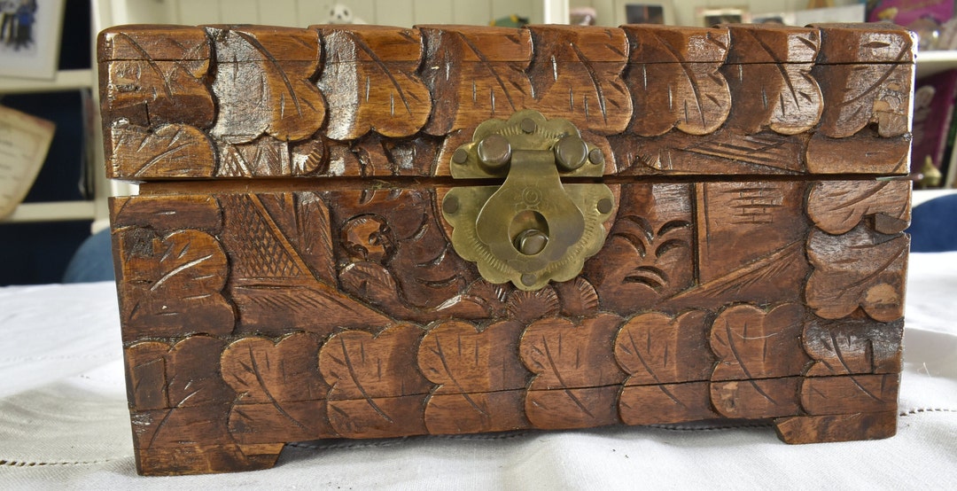 Vintage Red Brown Wooden Camphor Box - Etsy