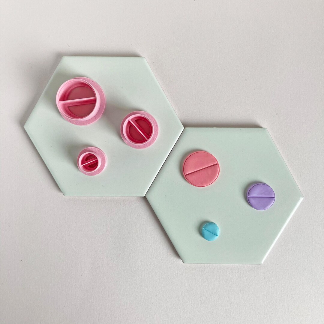 Circle Pill Shape Imprint Clay Cutters 1in - .50in, 3D Printed Cutter ...