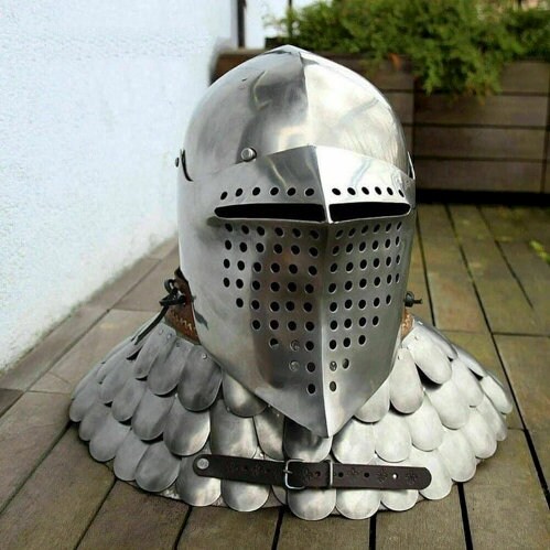 Medieval Bassinet Helmet With Neck Knight Custom Hardened Tempered ...