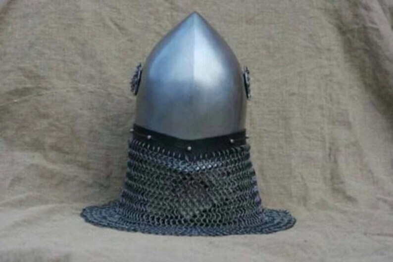 Medieval Helmet Bascinet Combat Steel Chainmail Helmet Barbute - Etsy