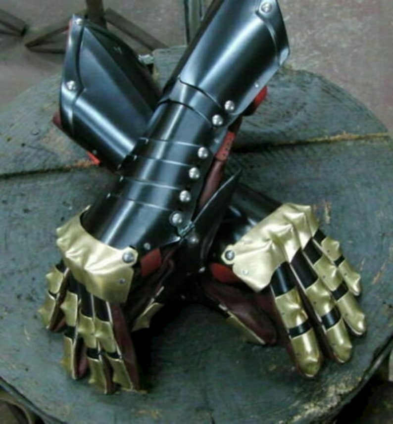 18 Gauge Steel Medieval Knight Gothic Pair of Gauntlets Gloves Battle ...