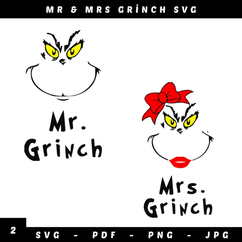 Mr Grinch Svg, Mrs Grinch Svg, Christmas SVG, Digital Download, Png ...
