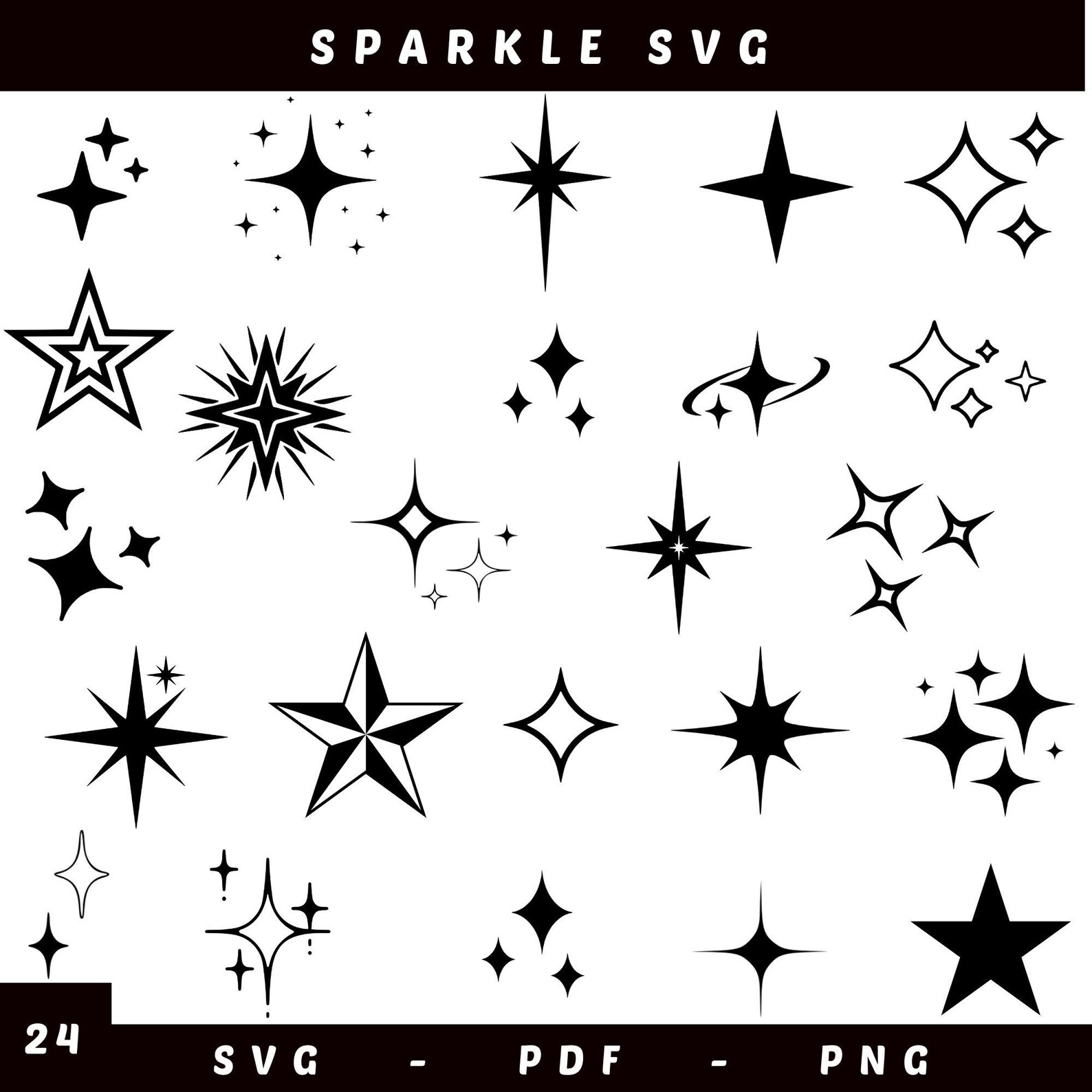 Sparkle SVG Bundle, Sparkle Stars SVG, Stars Svg, Star Clipart, Bright ...