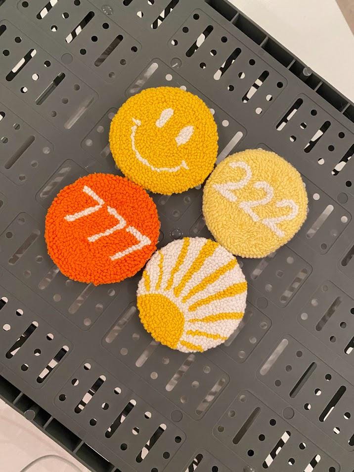 Set of 2 Car Coasters / Punch Needle Car Coaster / Handmade / Cute Car ...