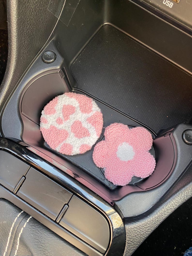 Set of 2 Car Coasters / Punch Needle Car Coaster / Handmade / Cute Car ...