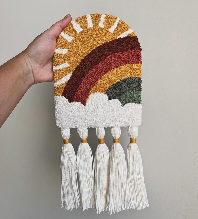 Sun Rainbow Punch Wall Decor, Punch Needle Wall Accessories, Handmade ...