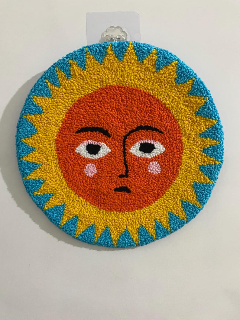 Cute Sun Punch Wall Art Decor, Punch Needle Wall Accessories, Handmade ...