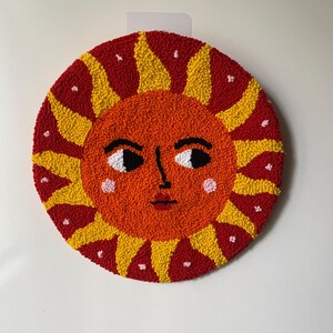 Cute Sun Punch Wall Art Decor, Punch Needle Wall Accessories, Handmade ...