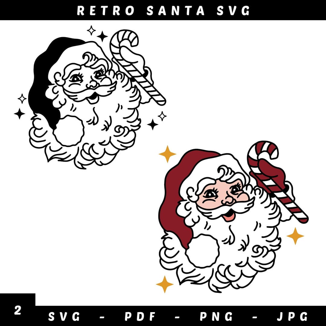 Christmas Svg, Santa Claus, Pdf Pattern, Retro Santa Png, Cricut, Print ...