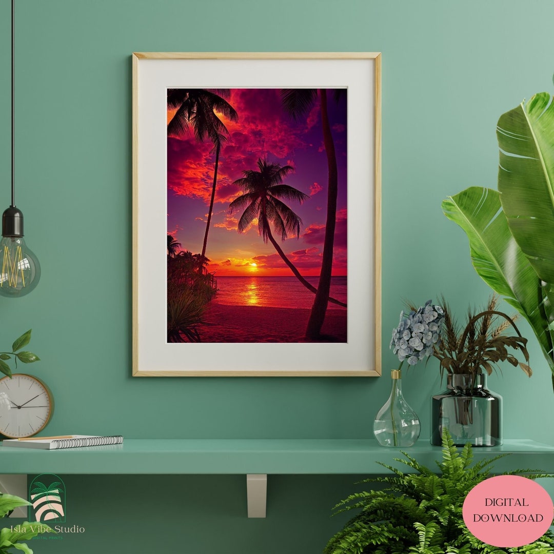 Sunset Print Ocean Poster Beach Sunset Print Sunset Poster Print Beach ...