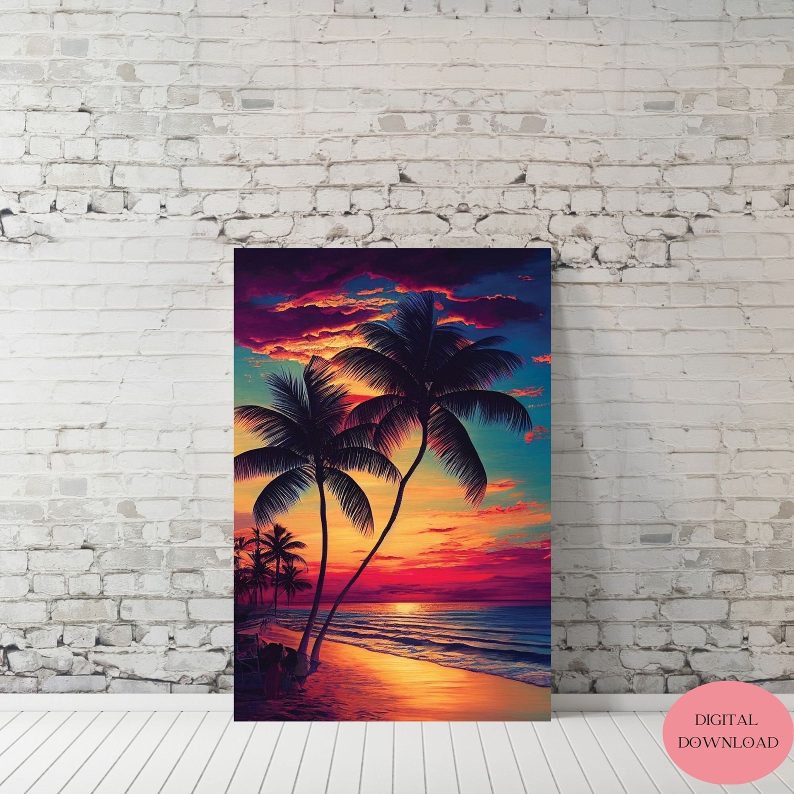 Beach Sunset Print, Sunset Poster, Sunset at the Ocean, Tropical Beach ...