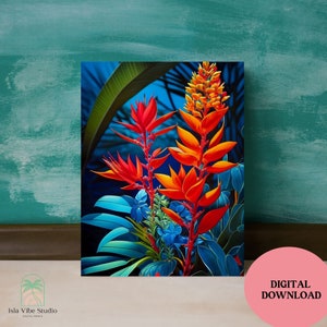 Vibrant Tropical Plant, Flower Wall Art, Botanical Room Decor, tropical ...
