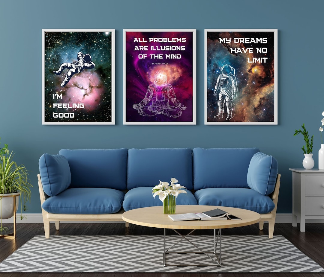 Set of 3 Astronomy Posters, Astronaut Poster, Galaxy Art, Astronomy ...