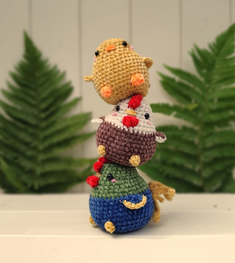 Easy No Sew Rooster, Hen & Chick Amigurumi Crochet Pattern (PDF Pattern ...