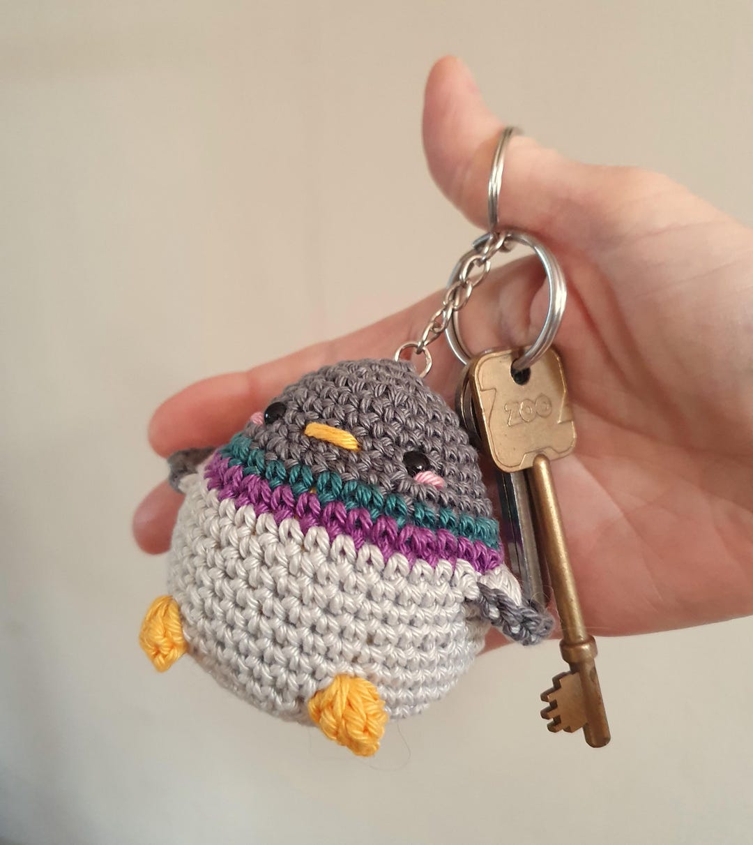 Handmade Pigeon Key Chain Plushie | Small Crochet Toy | Ideal Gift for ...