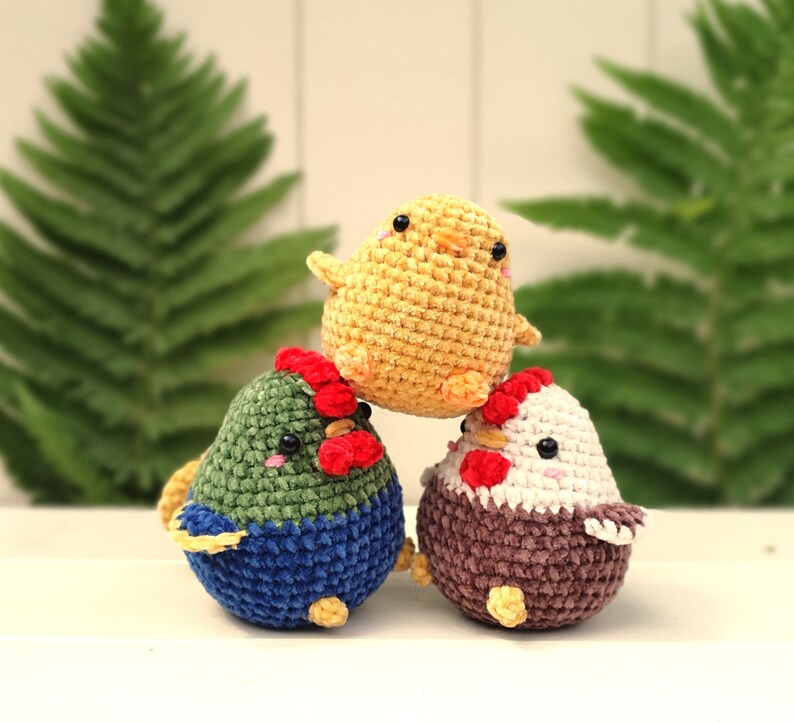 Easy No Sew Rooster, Hen & Chick Amigurumi Crochet Pattern (PDF Pattern ...