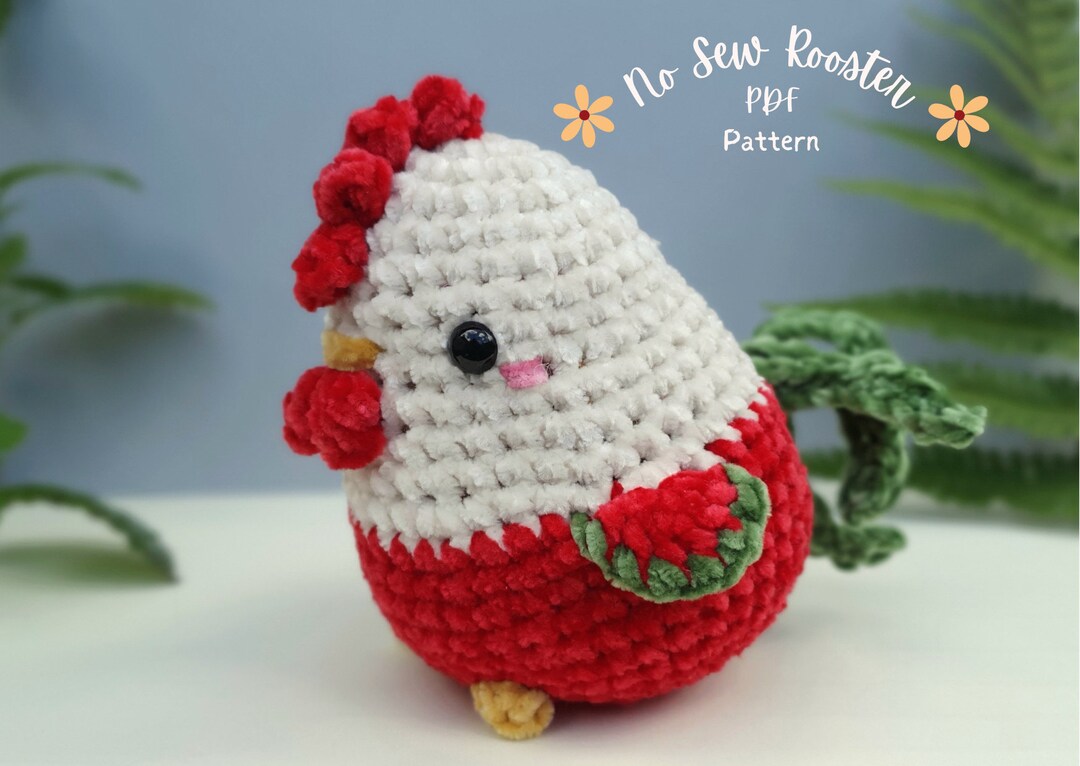 No Sew Little Rooster Crochet Pattern | Amigurumi | Kawaii - Etsy
