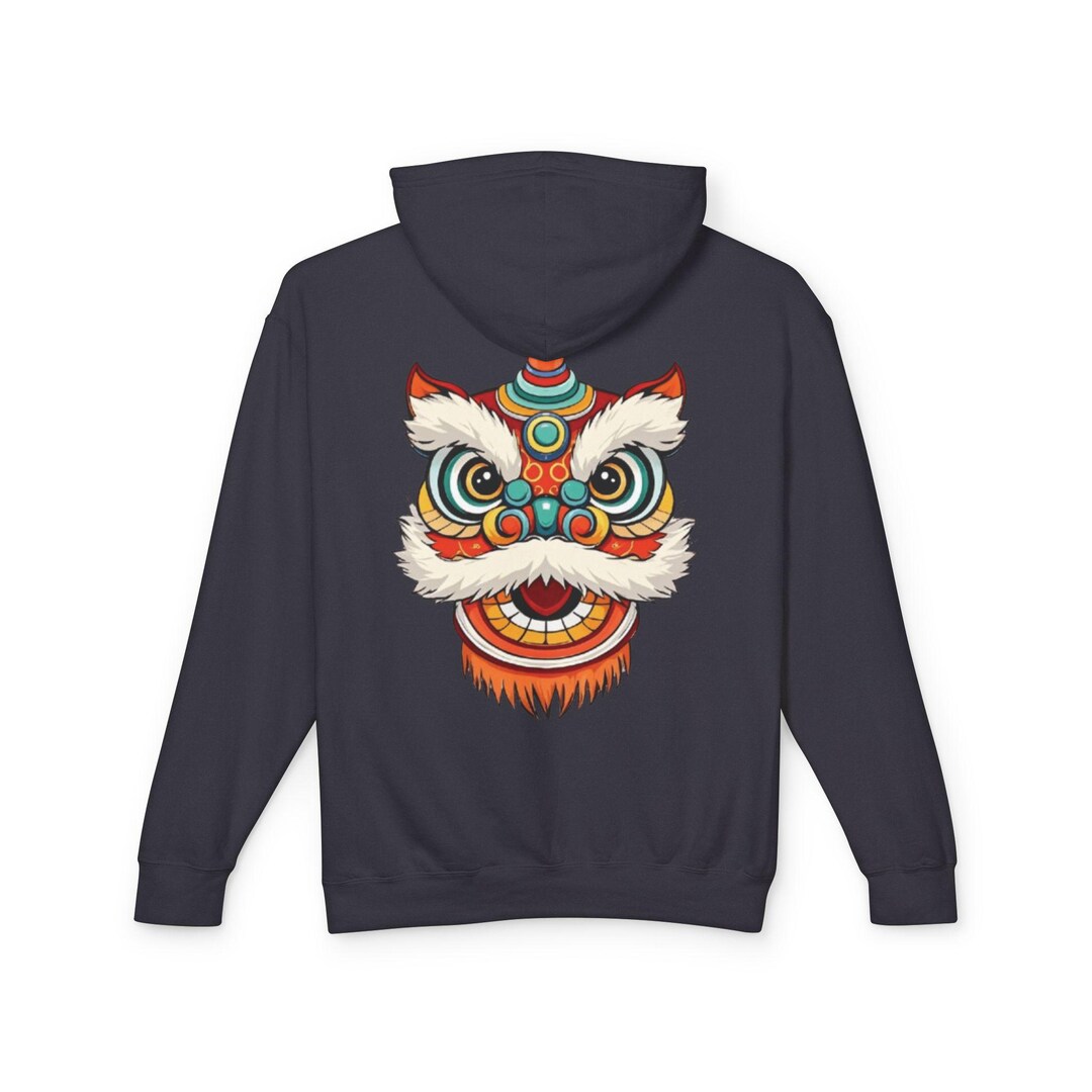 Lion Dance Hoodie, Chinese Lion Lightweight Sweatshirt, Festival Hooded ...