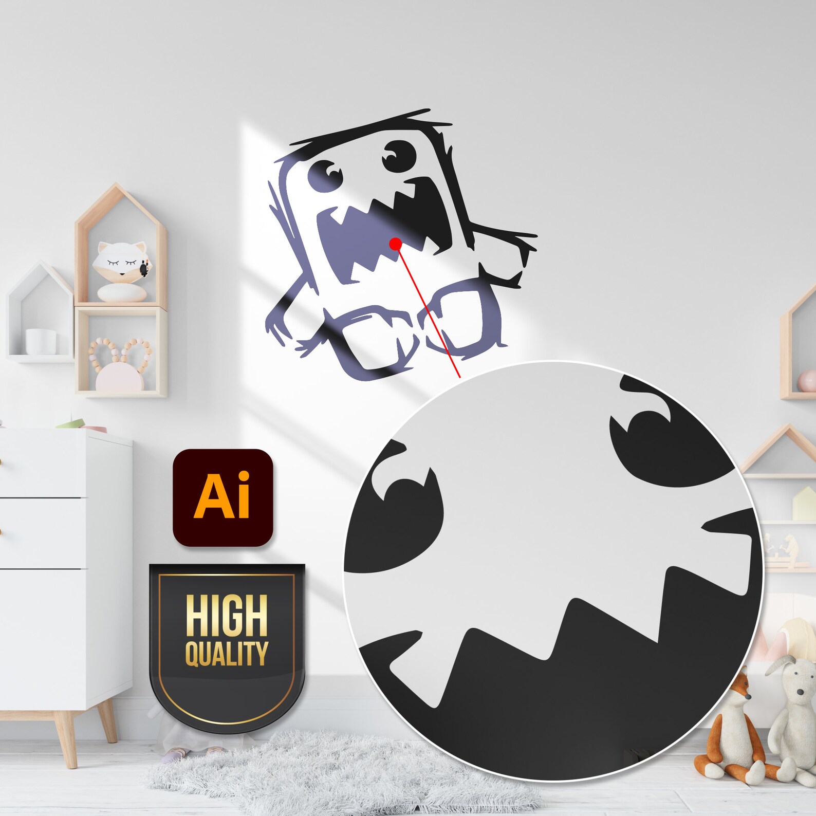 Monster Wall Decal, Monster Decal Vinyl Wall Art, Monster Wall Sticker ...