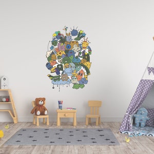 Doodle Monsters Wall Decal, Monsters Decal Vinyl Wall Art, Monsters ...