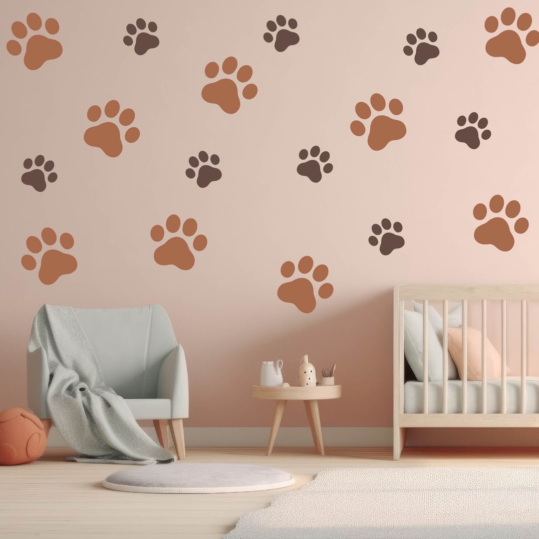 Paw Print Fabric Wall Decal, Kitty Paw Wall Sticker, Kitty Paw Windows ...
