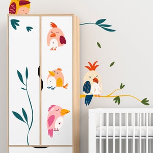 Bird Wall Decal, Bird Room Decor, Flat Bird Sticker Decor, Wall Art ...