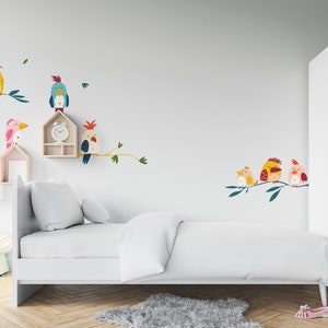Bird Wall Decal, Bird Room Decor, Flat Bird Sticker Decor, Wall Art ...