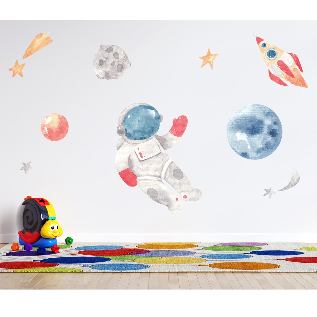 Astronaut, Space Shuttle and Planets Wall Decal, Kids Room Decal ...