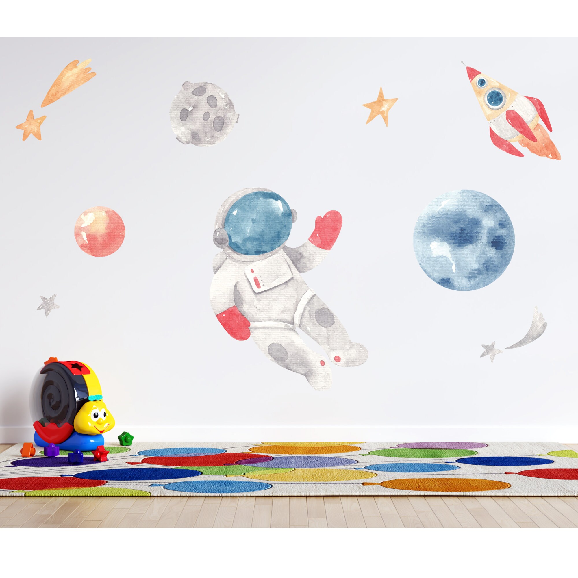 Astronaut, Space Shuttle and Planets Wall Decal, Kids Room Decal ...