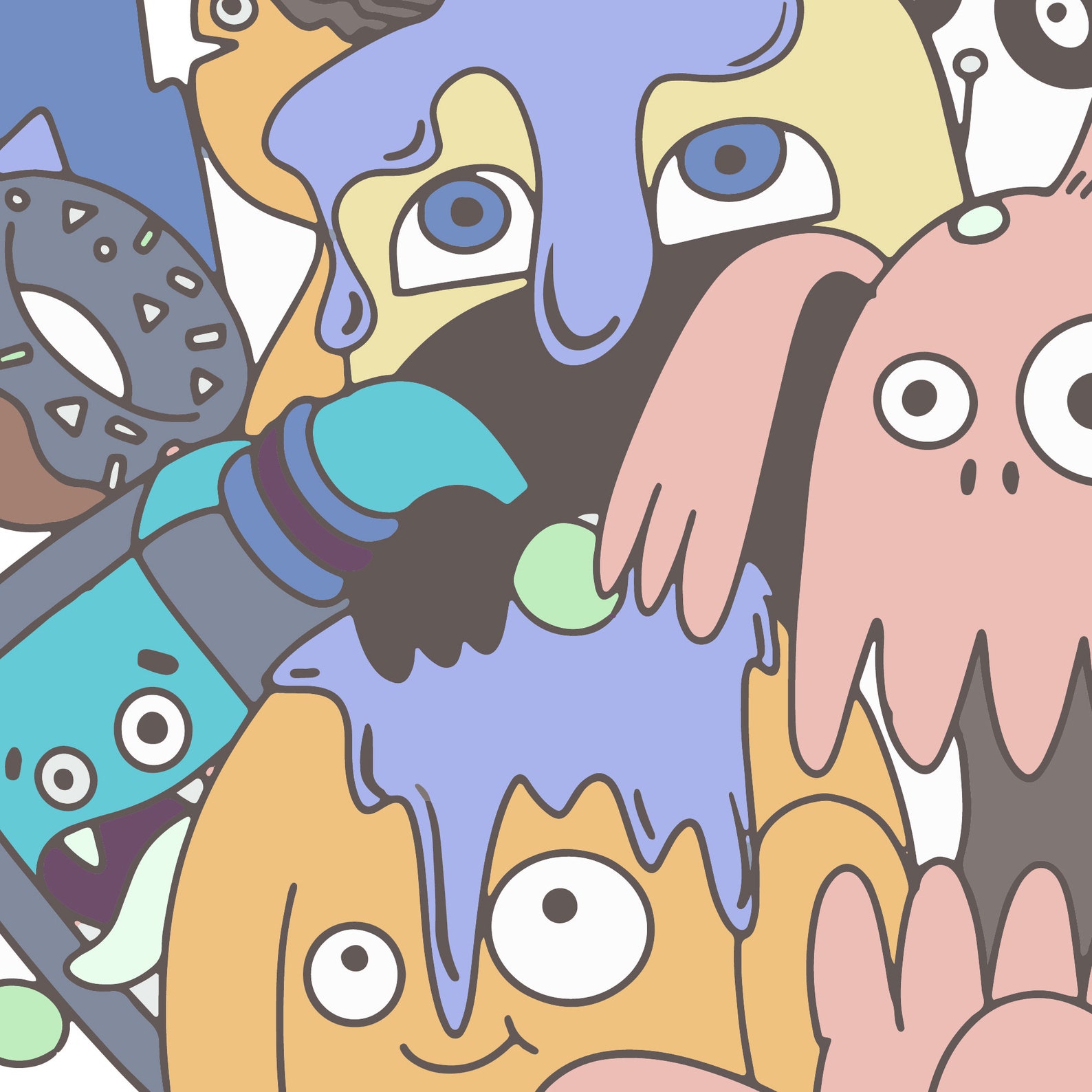 Doodle Monsters Wall Decal, Monsters Decal Vinyl Wall Art, Monsters ...