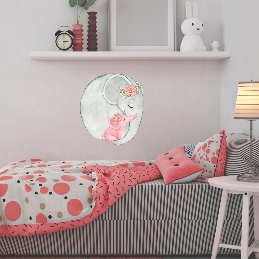 Watercolor Sweet Sleepy Elephant Wall Decal, Kids Room Decal, Nursery ...