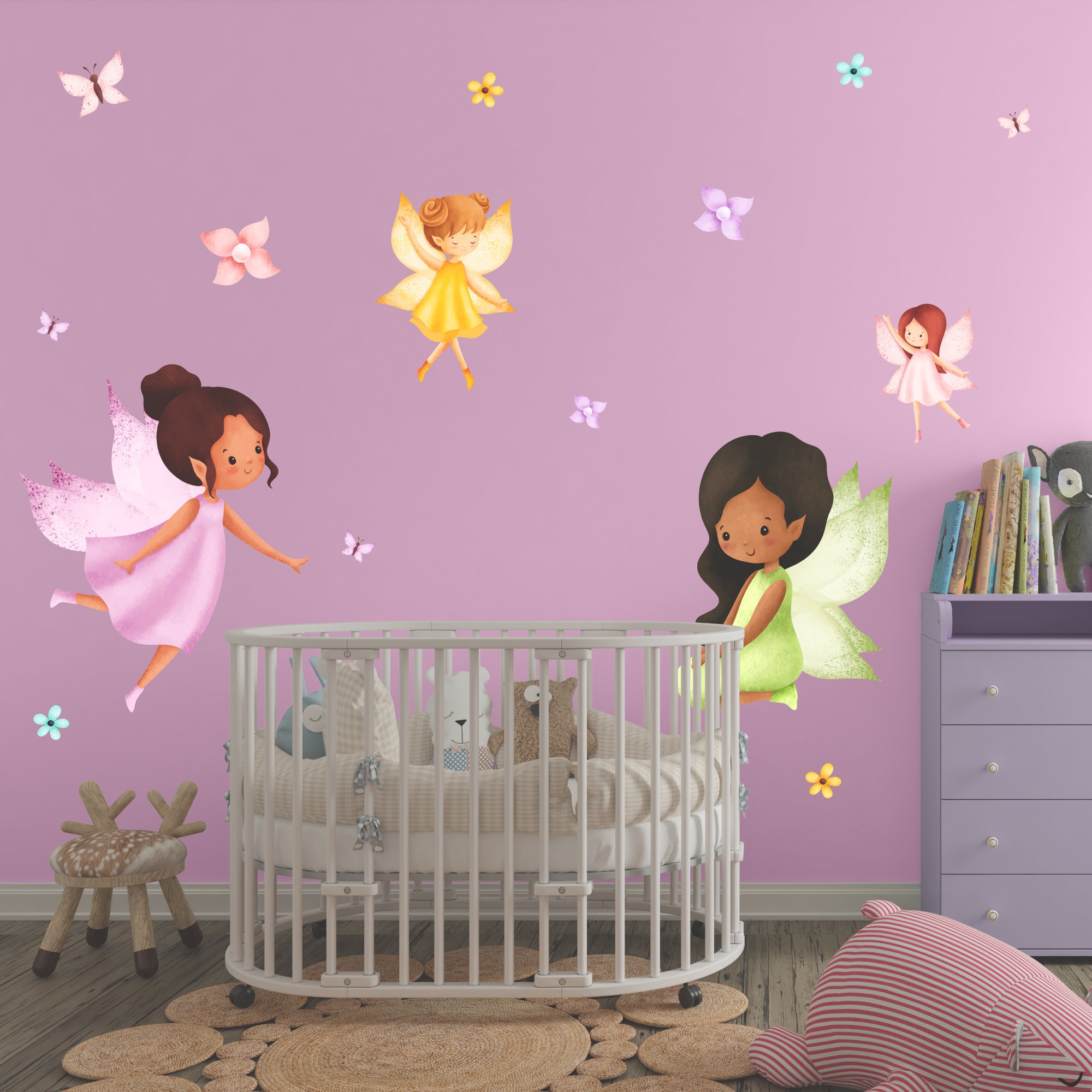 Watercolor Flower Fairy Wall Decal Fairy Wall Sticker Set for - Etsy