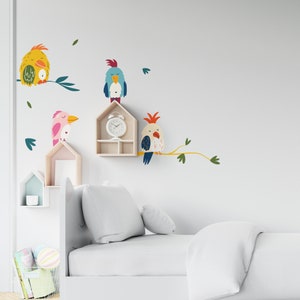 Bird Wall Decal, Bird Room Decor, Flat Bird Sticker Decor, Wall Art ...