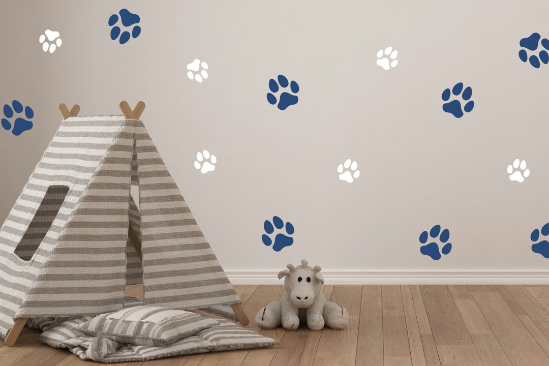 Paw Print Fabric Wall Decal, Dog Paw Wall Sticker, Nursery Wall Decor ...