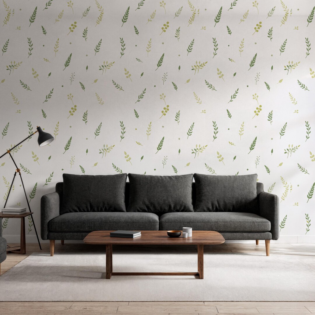 Botanical Leaf Wallpaper for Living Room Accent Wall, Peel and Stick ...