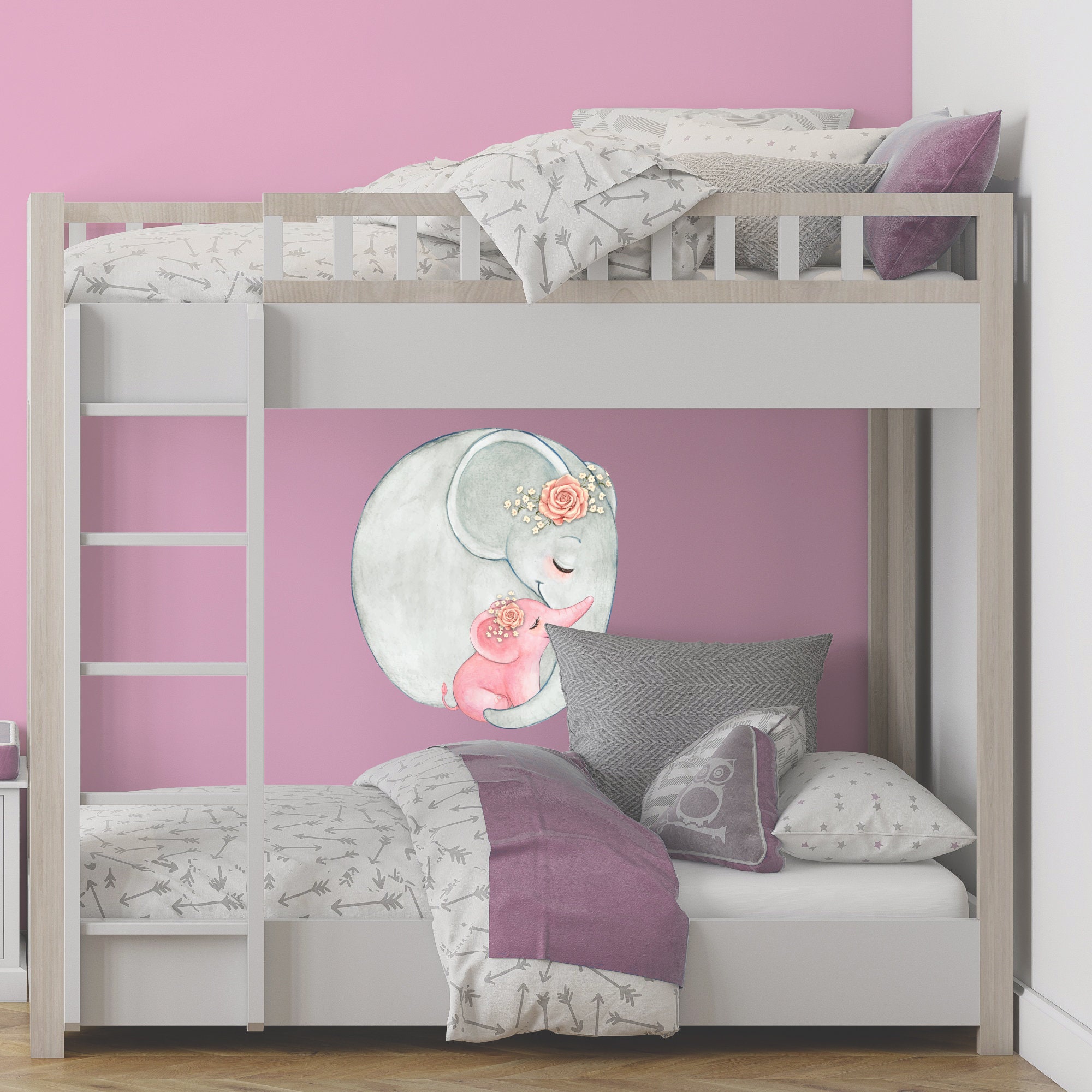 Watercolor Sweet Sleepy Elephant Wall Decal, Kids Room Decal, Nursery ...