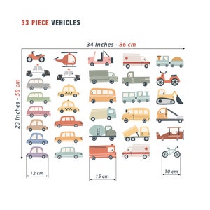 Kids Car Wall Decal Set - 33 Pc. Transportation Stickers for Playroom ...
