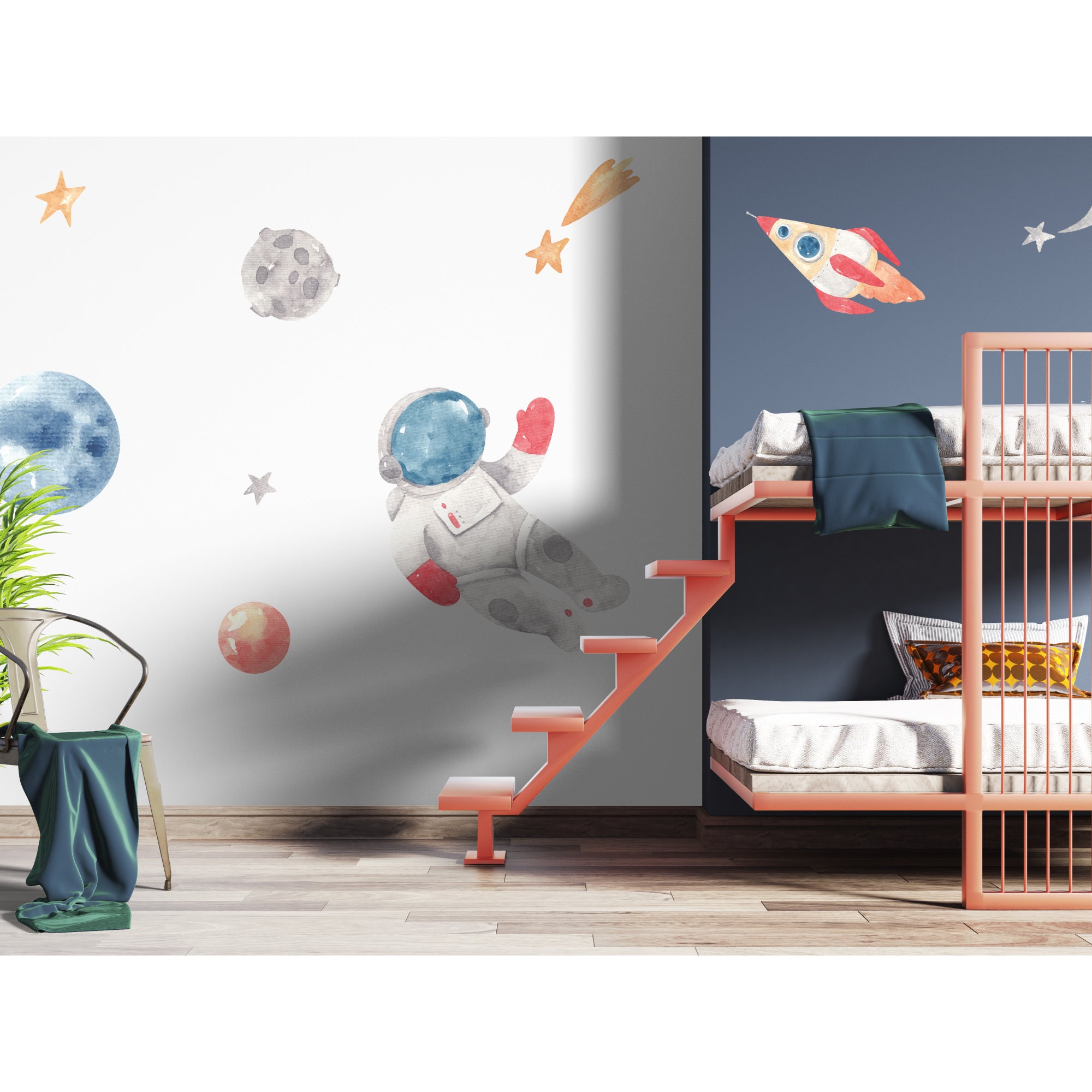 Astronaut, Space Shuttle and Planets Wall Decal, Kids Room Decal ...