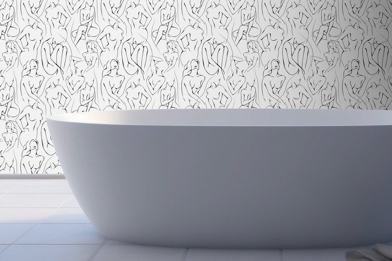 Body Line Art Wallpaper Peel & Stick Removable, Soft Self-adhesive Wall ...