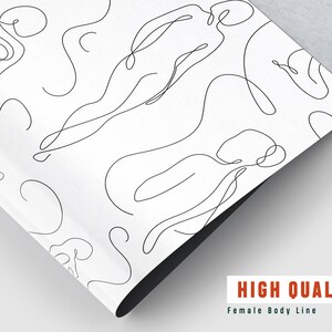 Female Silhouette Wall Mural, Body Line Art Peel & Stick Removable ...