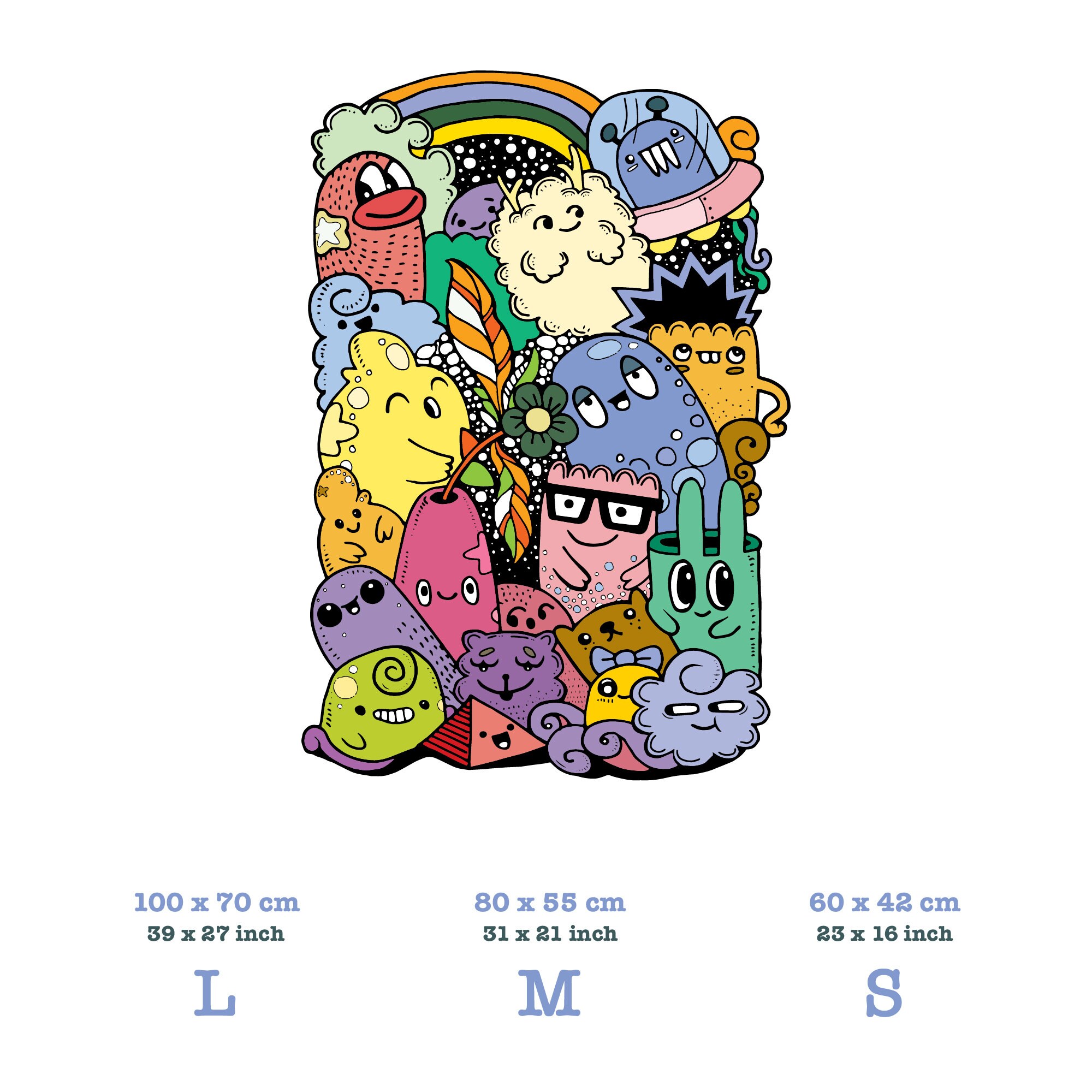 Doodle Monsters Wall Decal, Monsters Decal Vinyl Wall Art, Monsters ...