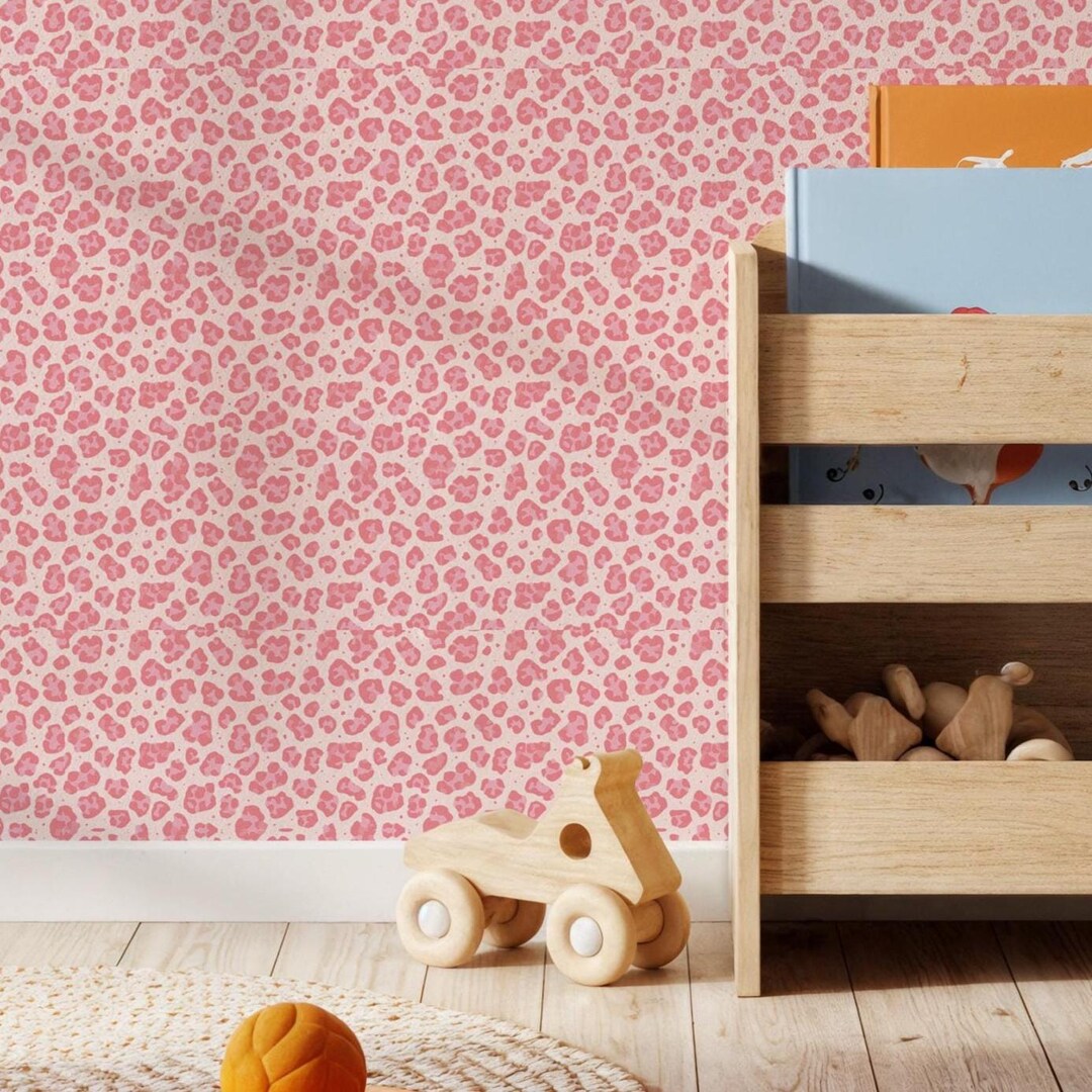 Pink Leopard Print Wallpaper, Premium Quality Wall Decor, Kids Room ...