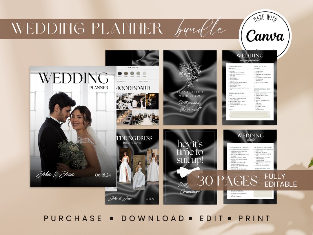 Personalized Wedding Planner Printable, 30 Pages Printable Wedding ...