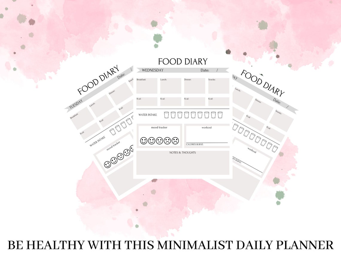 Daily Food Diary Printable, Food Journal, Calorie Tracker, Weightless ...
