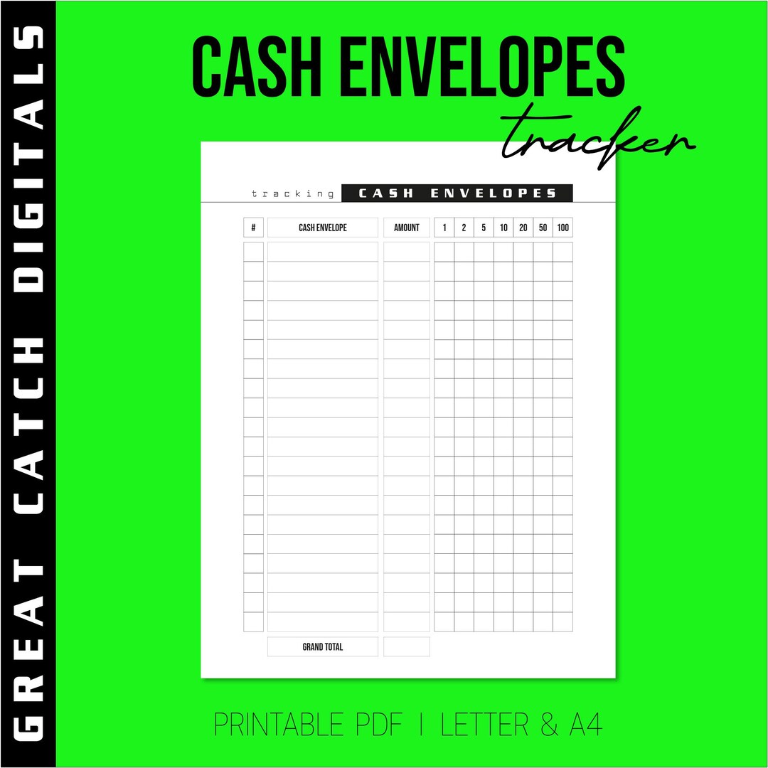Cash Envelopes Tracker, Cash Envelope Challenge, Cash Tracker, Cash ...