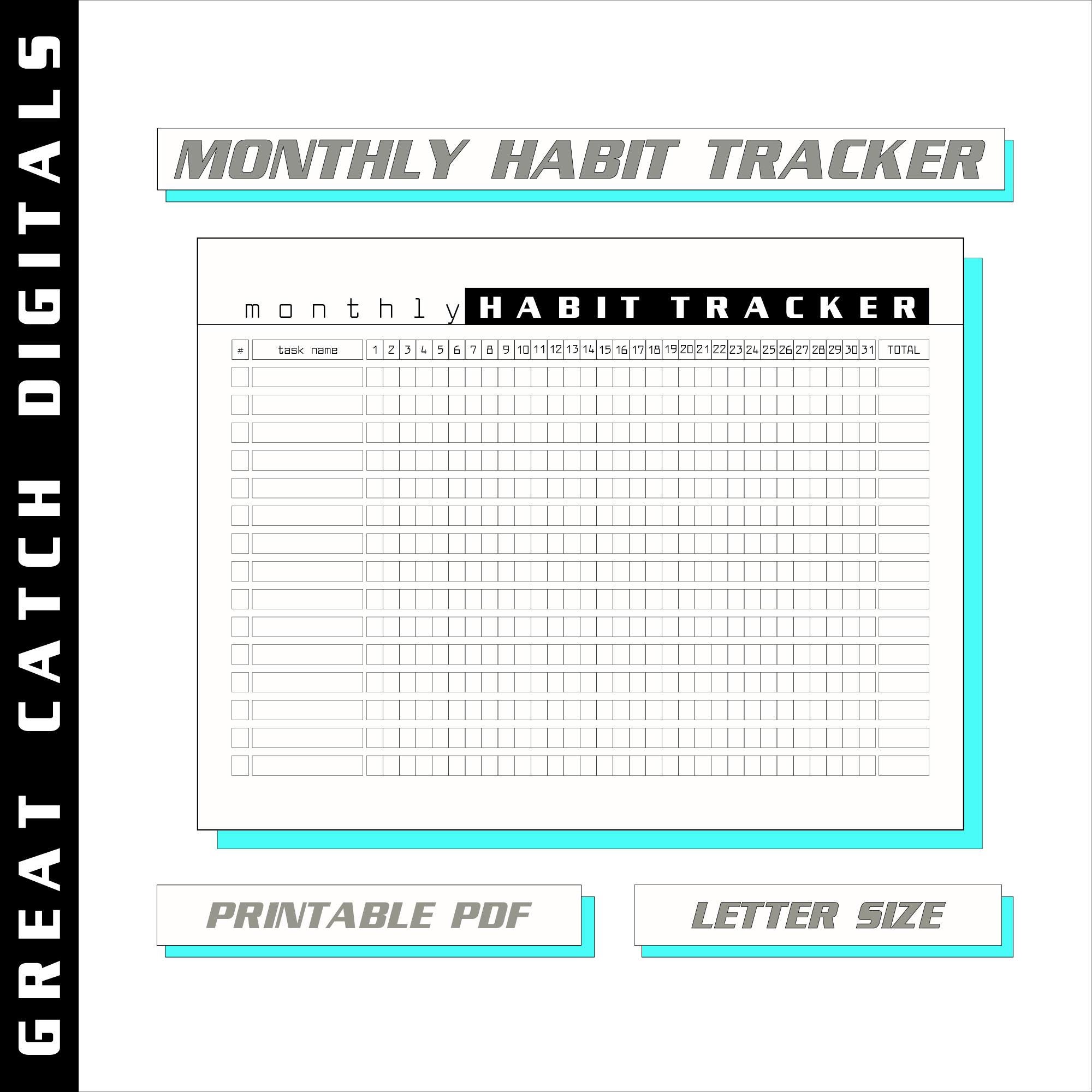 Monthly Habit Tracker, Habit Tracker, Tracker Printable, Digital ...