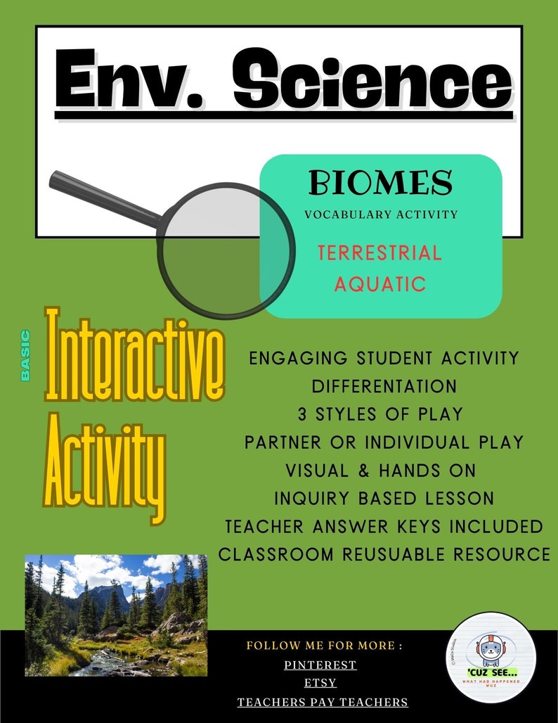 Ecosystems Aquatic and Terrestrial Biomes - Matching Vocabulary ...