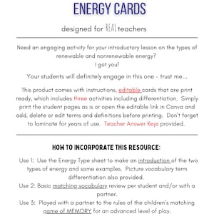 Environmental Science Middle High School EDITABLE Renewable ...